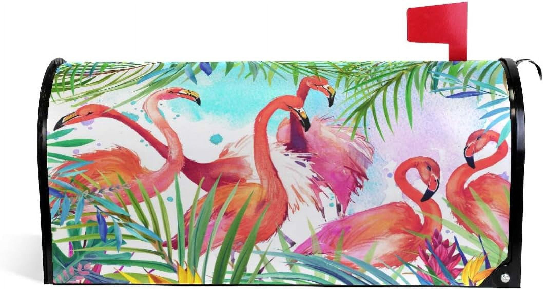 Tropical Pink Flamingo Magnetic Magnetic Mailbox Cover Standard Size ...