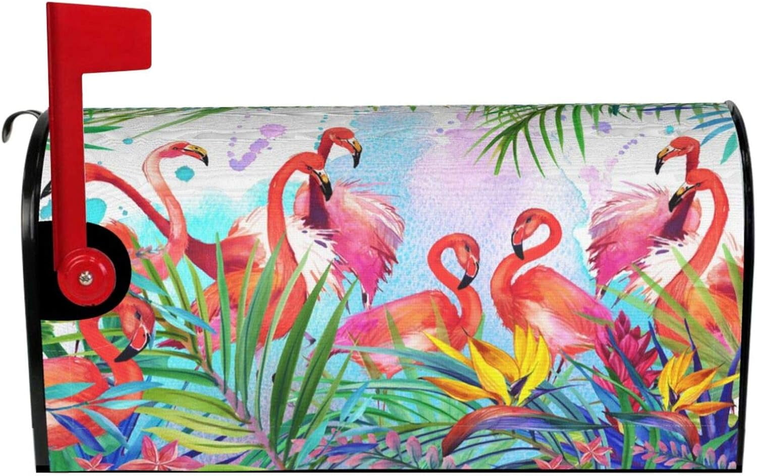 Tropical Pink Flamingo Mailbox Cover Mailbox Wraps, Waterproof Mailbox ...
