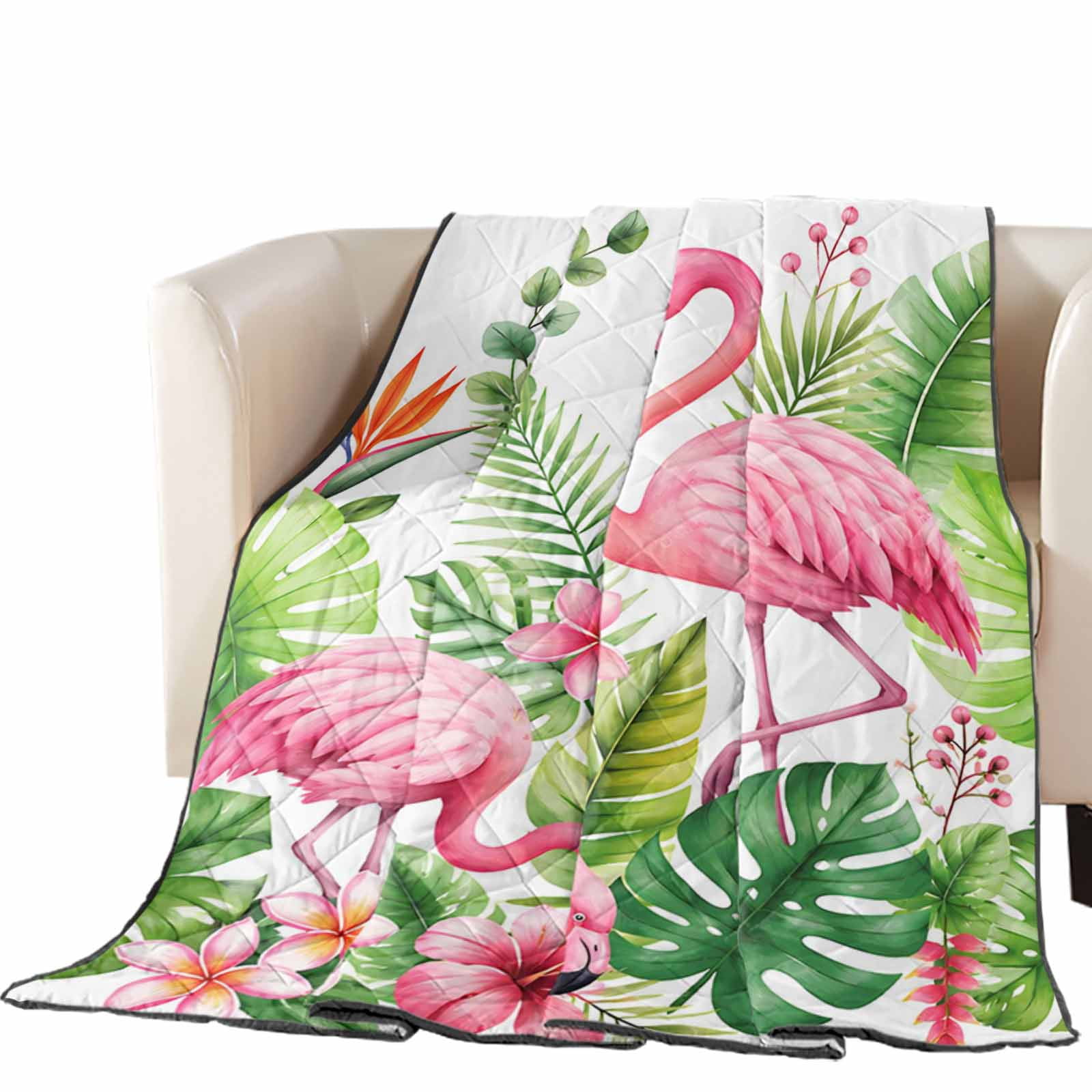 Tropical Pink Flamingos Quilted Comforters Cooling Blanket Oversized ...