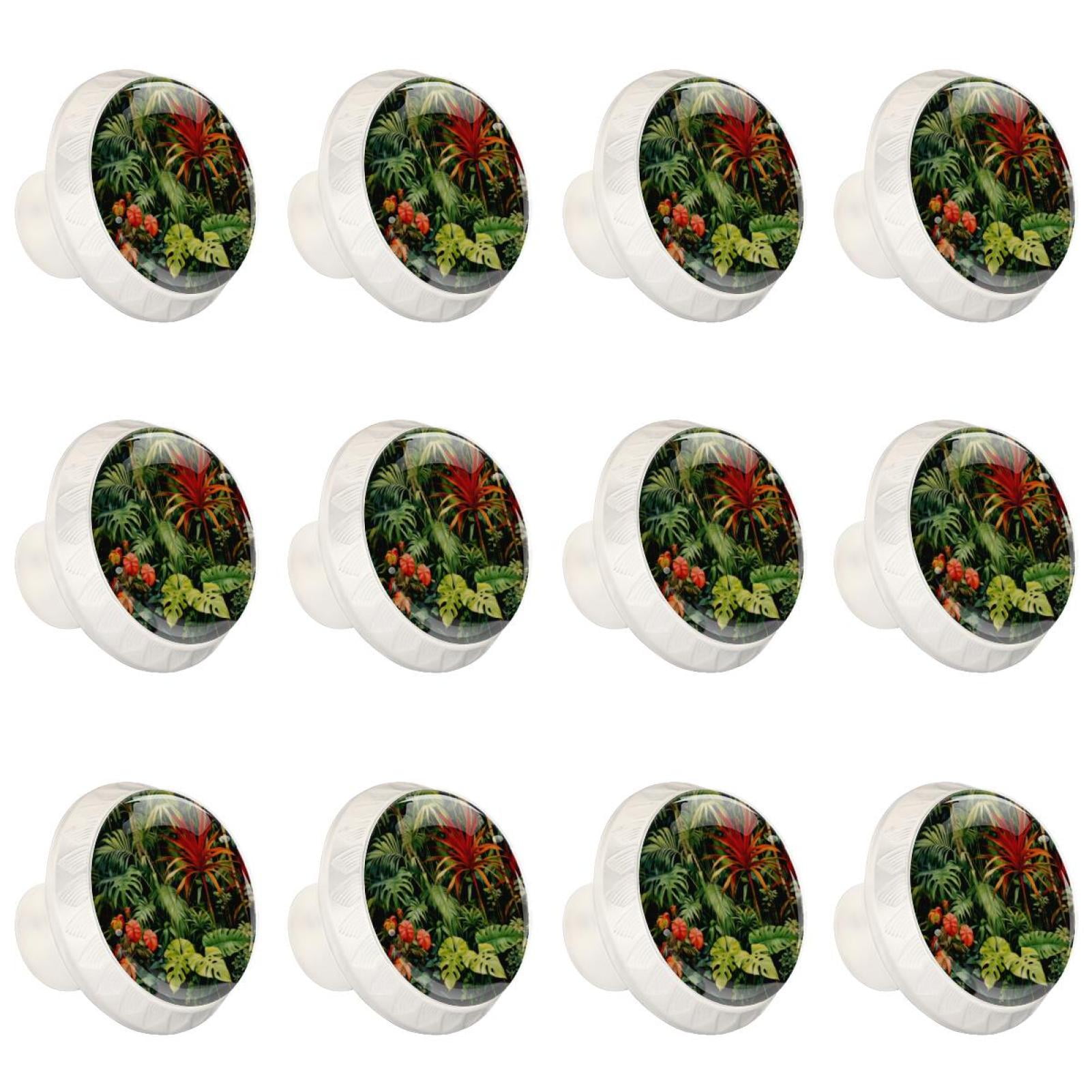 Tropical Plant 12 Pcs White Round Drawer Pulls with Screws,ABS and ...