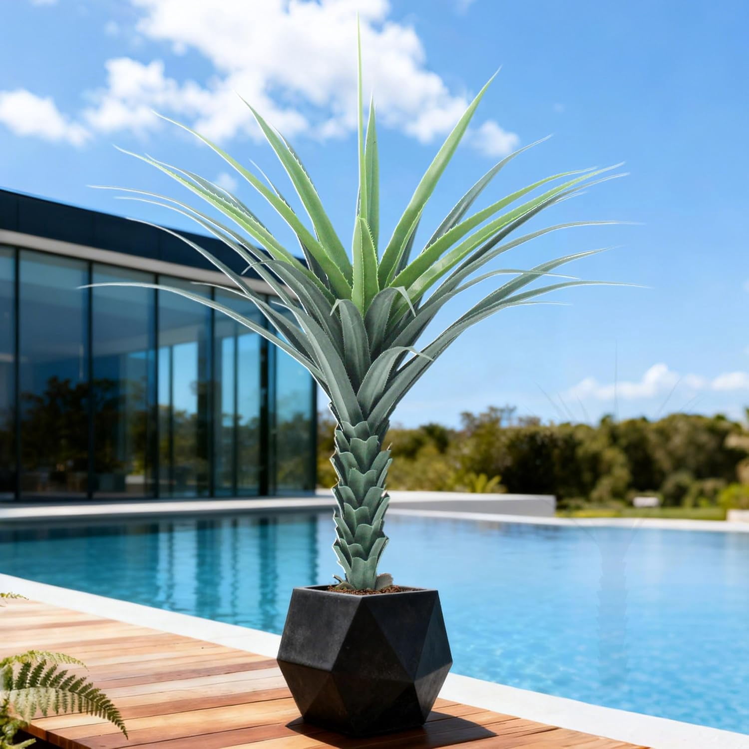 Tropical Plant Artificial - 4ft Fake Agave Plant for Indoor, Faux ...