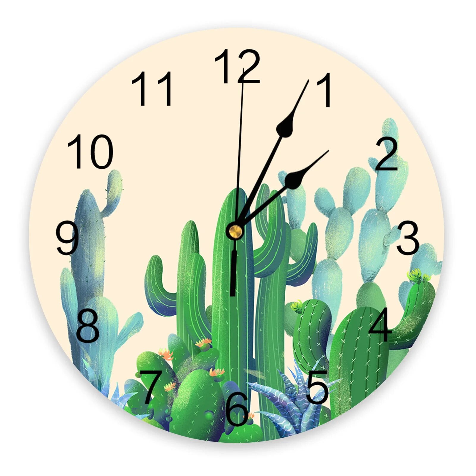 Tropical Plant Cactus Succulent Clocks Wall Home Decor Modern Kitchen ...