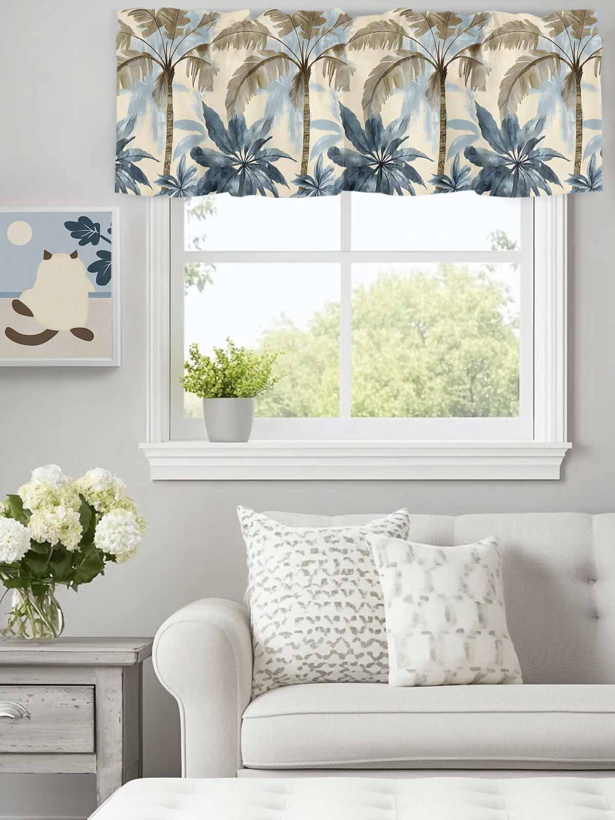 Tropical Plant Coconut Palm Tree Valances for Windows,Rod Pocket ...