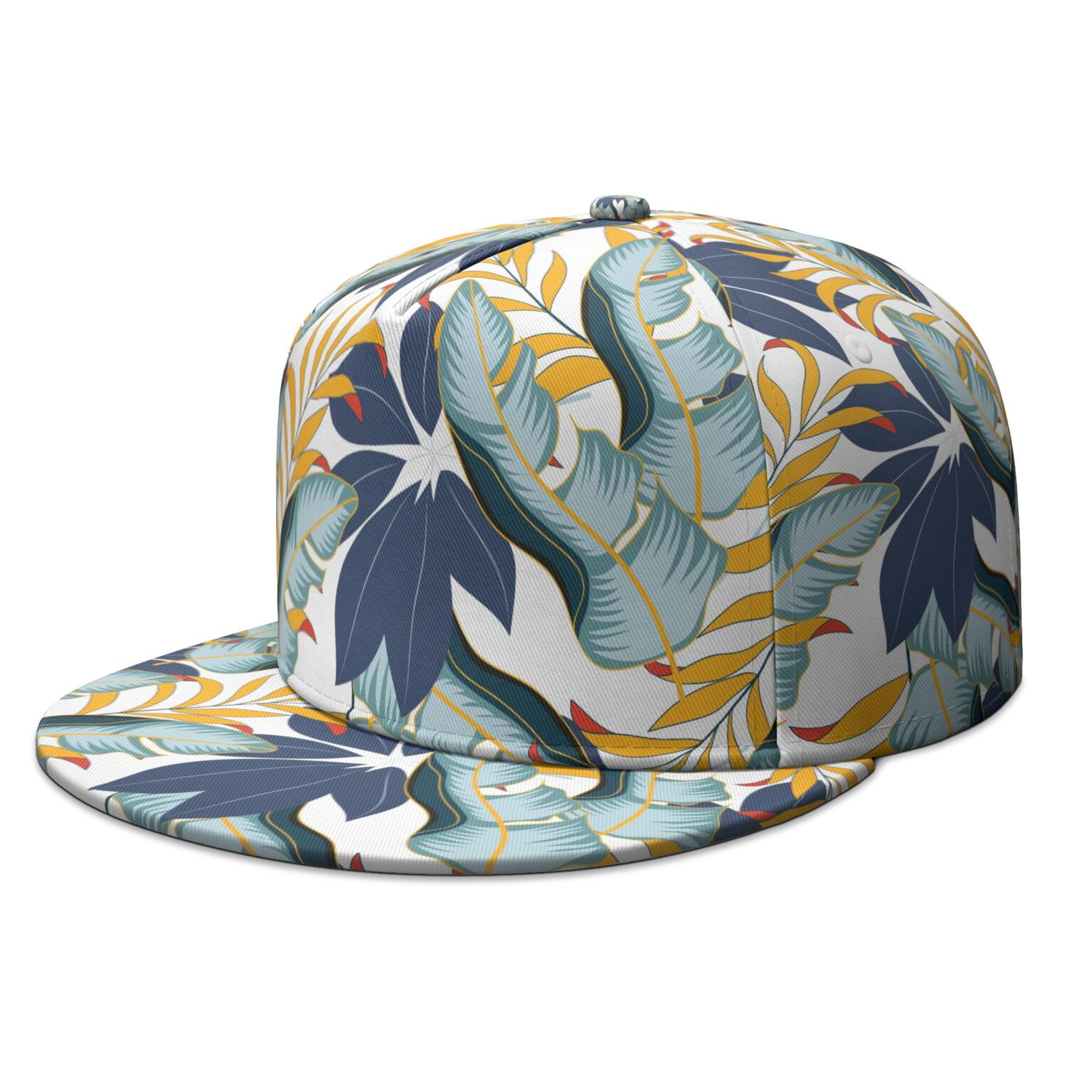 Tropical Plant Flat Bill Cap - Hawaiian Leafy Design Adjustable Urban ...