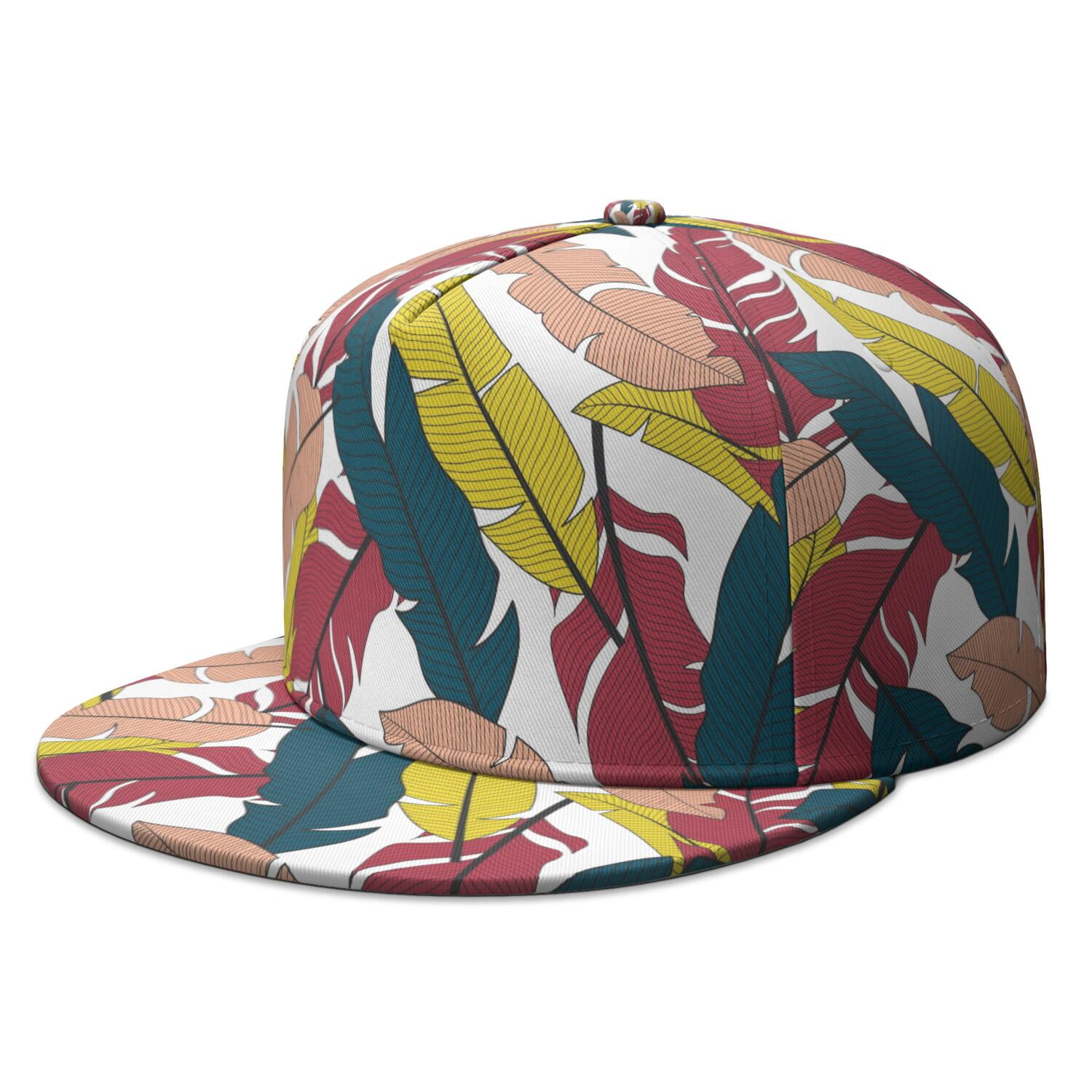 Tropical Plant Flat Bill Cap - Hawaiian Leafy Design Adjustable Urban ...