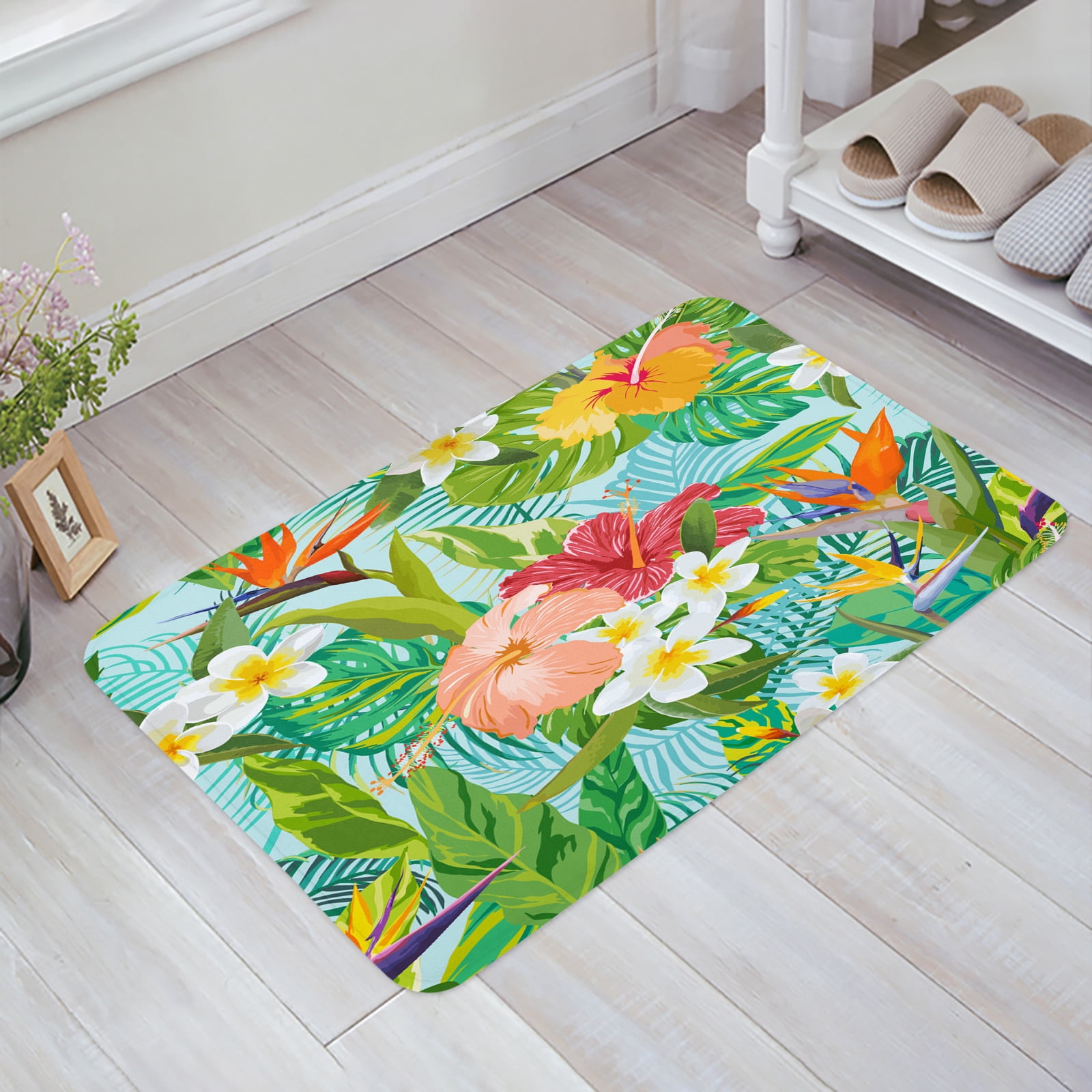 Tropical Plant Flower Leaf Floor Mat Entrance Door Mat Living Room ...