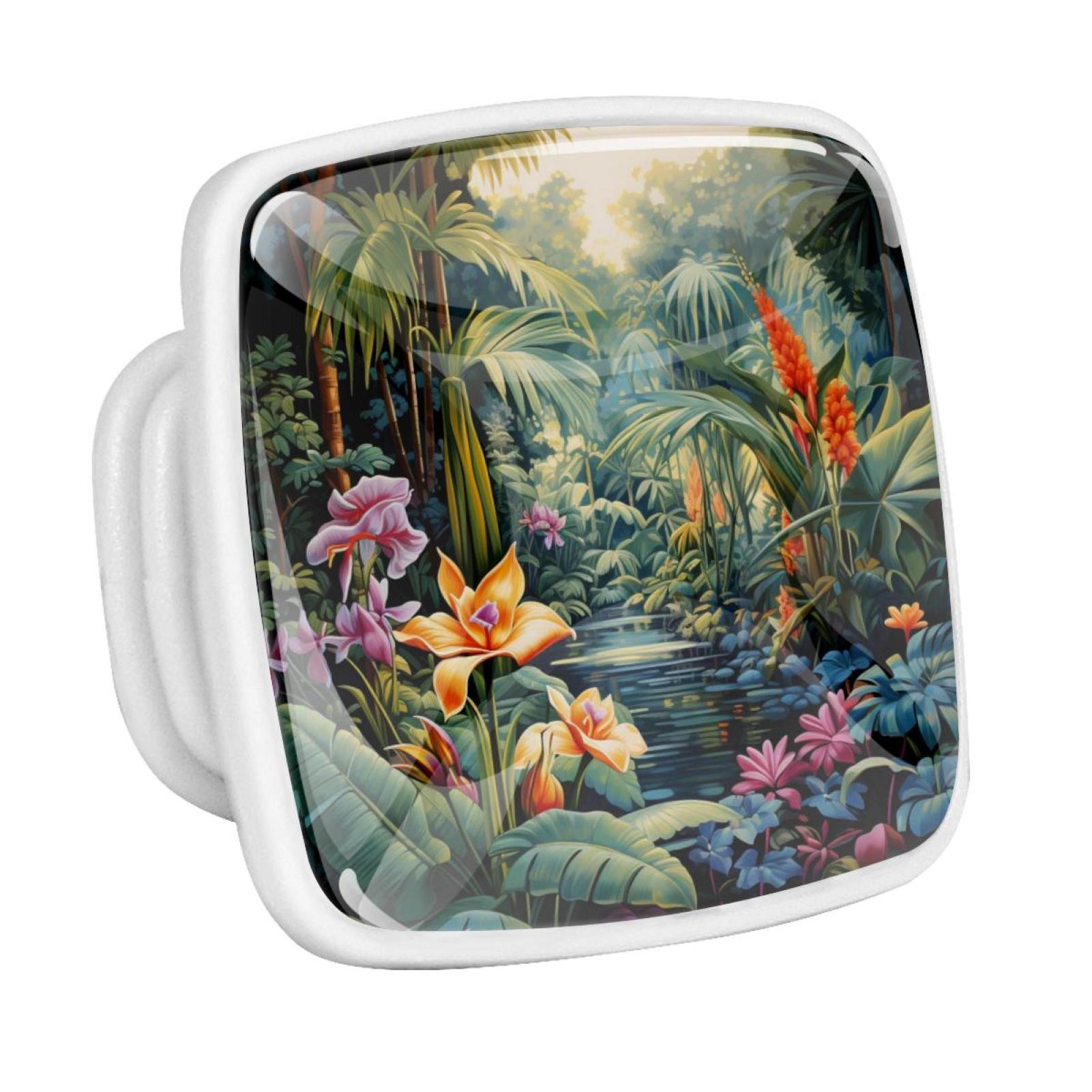 Tropical Plant Fluorescent Drawer Pulls with Screws Square 4-Pack Glow ...