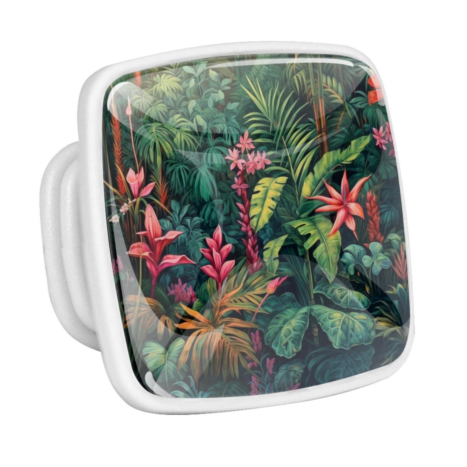 Tropical Plant Fluorescent Drawer Pulls with Screws Square 4-Pack Glow ...