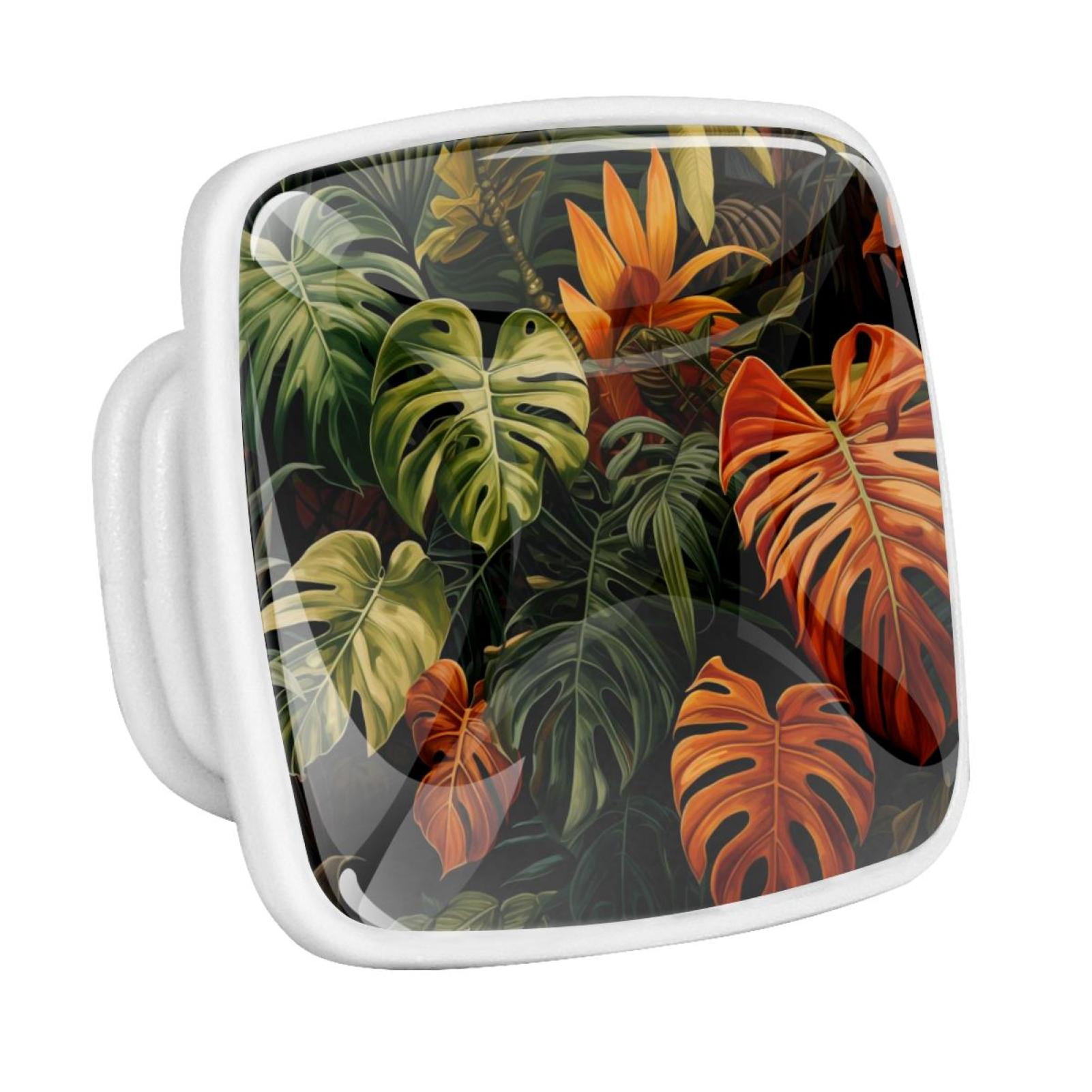 Tropical Plant Fluorescent Drawer Pulls with Screws Square 4-Pack Glow ...