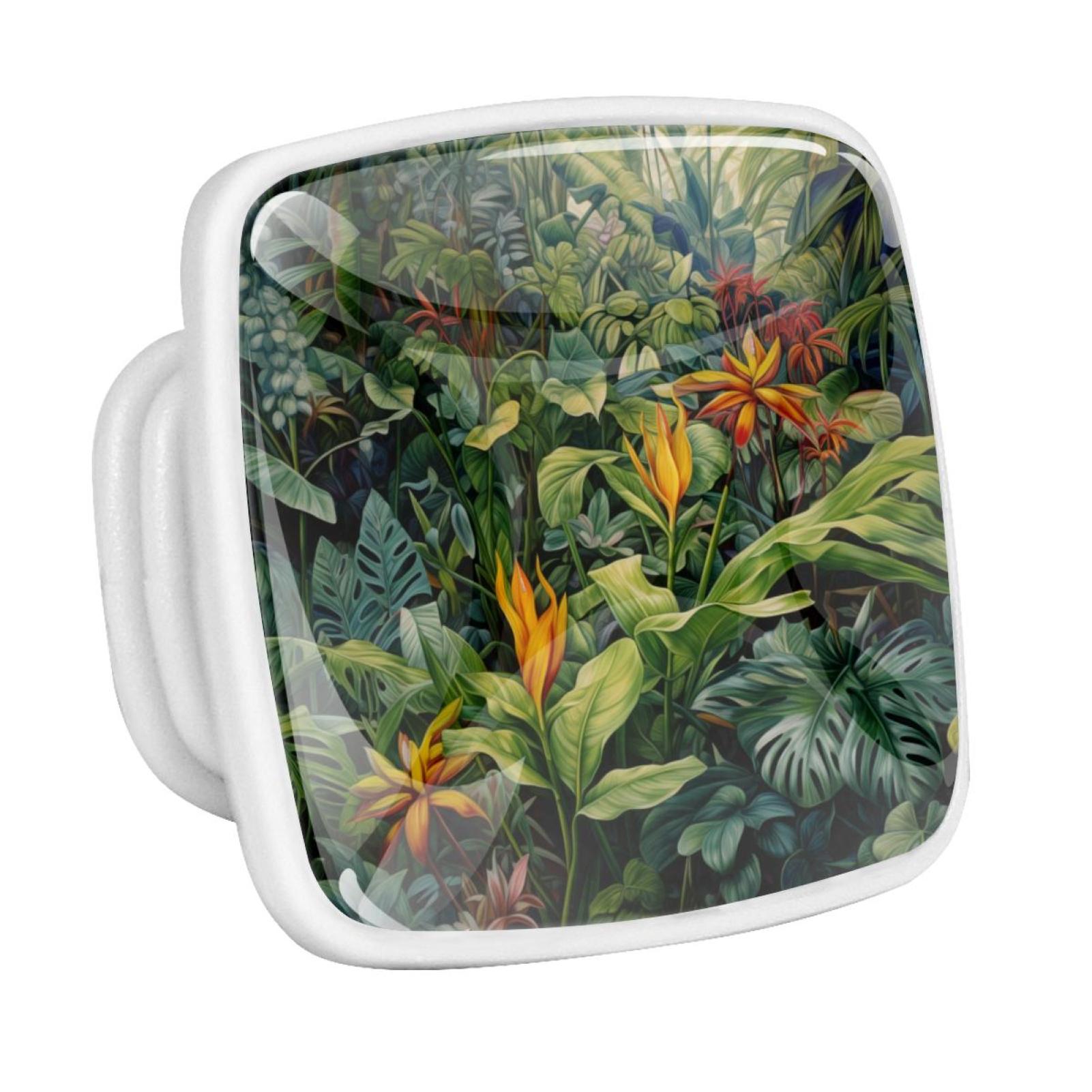 Tropical Plant Fluorescent Drawer Pulls with Screws Square 4-Pack Glow ...