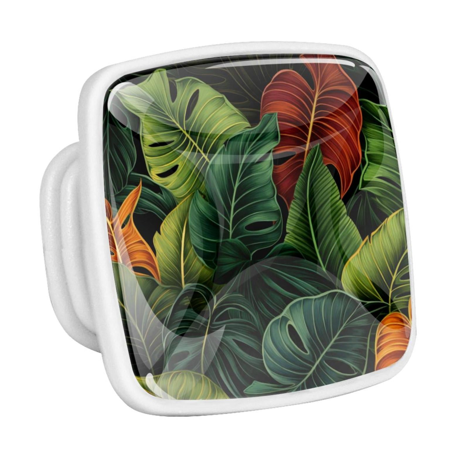 Tropical Plant Fluorescent Drawer Pulls with Screws Square 4-Pack Glow ...