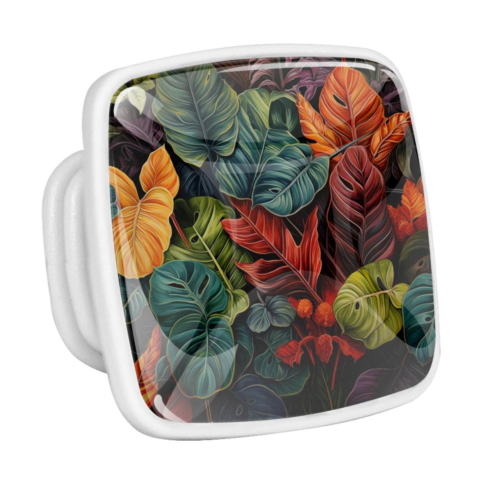 Tropical Plant Fluorescent Drawer Pulls with Screws Square 4-Pack Glow ...