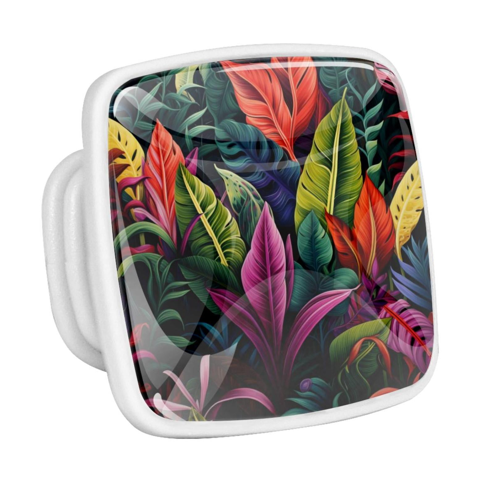 Tropical Plant Fluorescent Drawer Pulls with Screws Square 4-Pack Glow ...