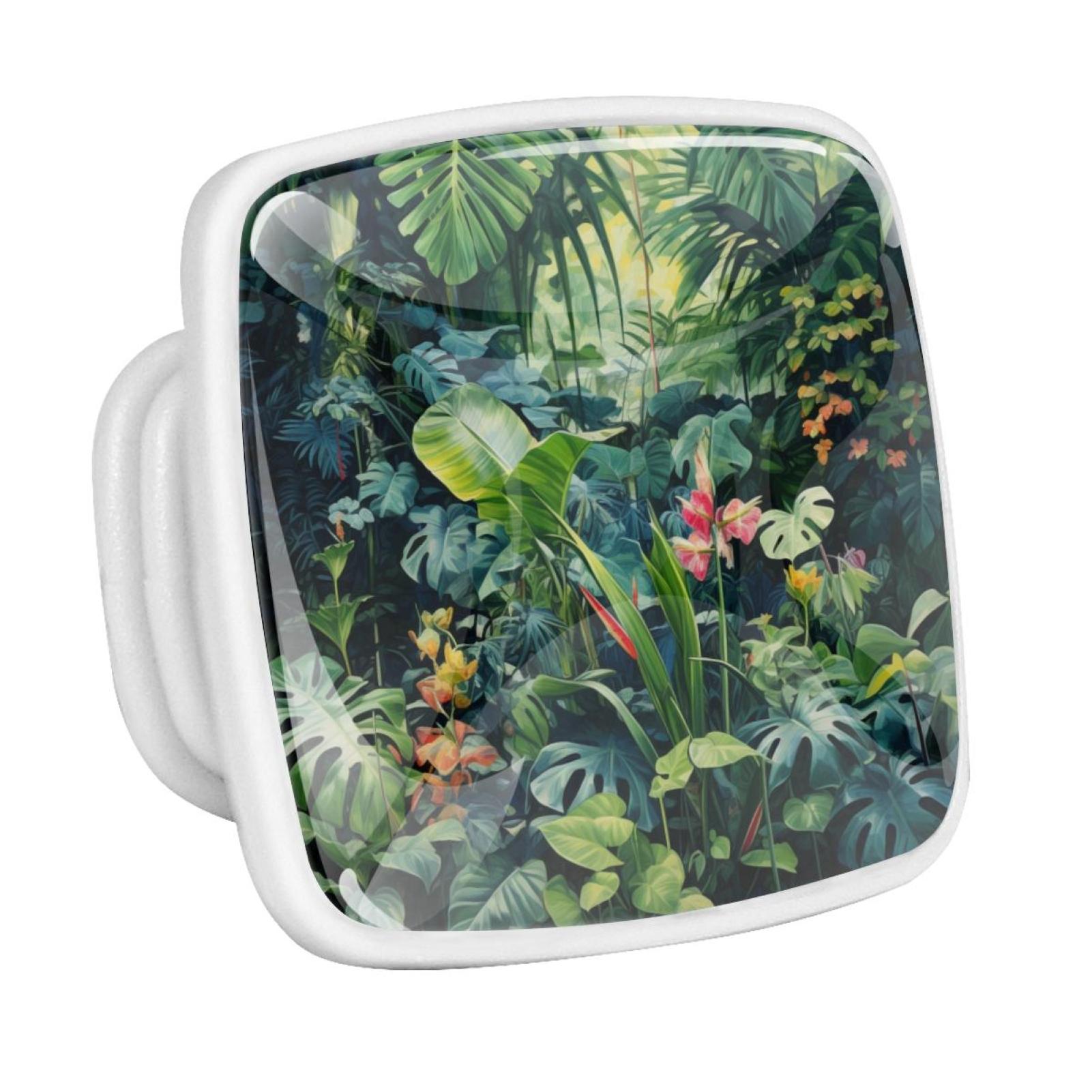 Tropical Plant Fluorescent Drawer Pulls with Screws Square 4-Pack Glow ...