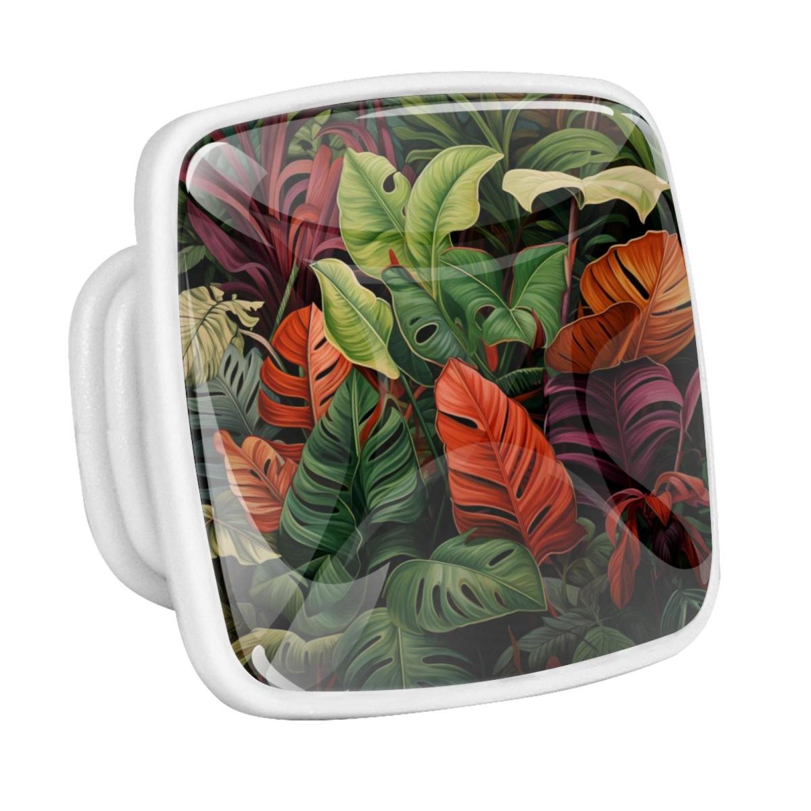 Tropical Plant Fluorescent Drawer Pulls with Screws Square 4-Pack Glow ...