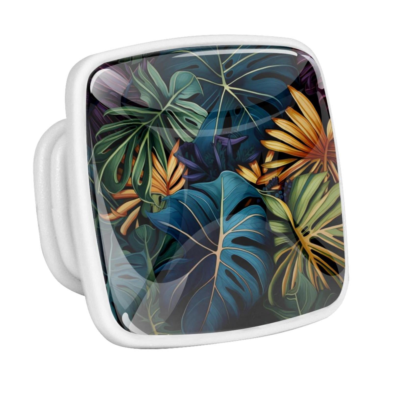 Tropical Plant Fluorescent Drawer Pulls with Screws Square 4-Pack Glow ...