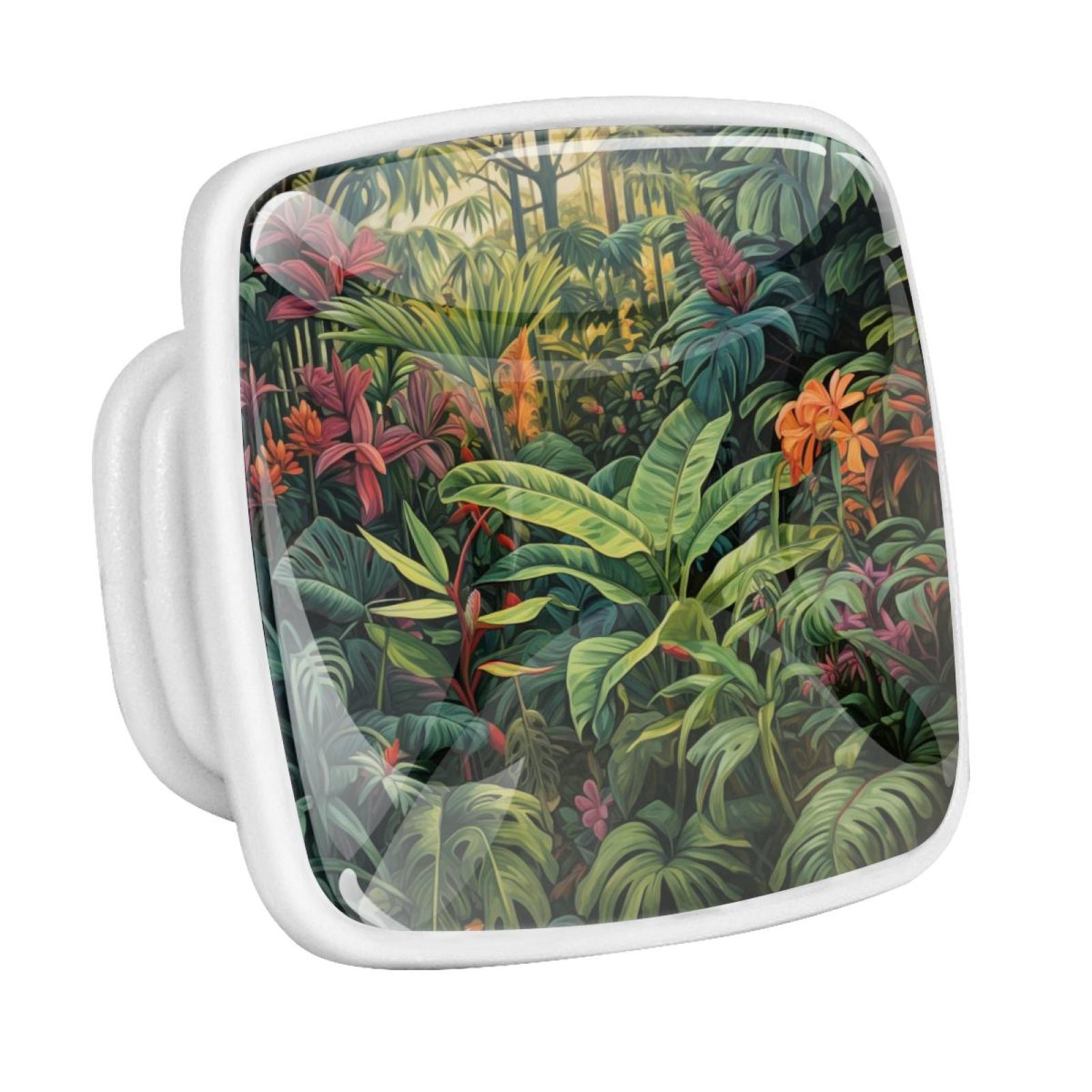 Tropical Plant Fluorescent Drawer Pulls with Screws Square 4-Pack Glow ...