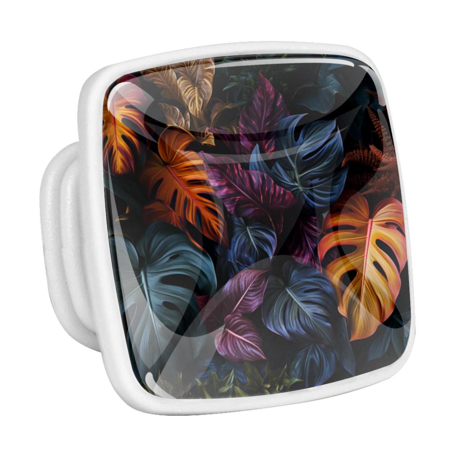 Tropical Plant Fluorescent Drawer Pulls with Screws Square 4-Pack Glow ...