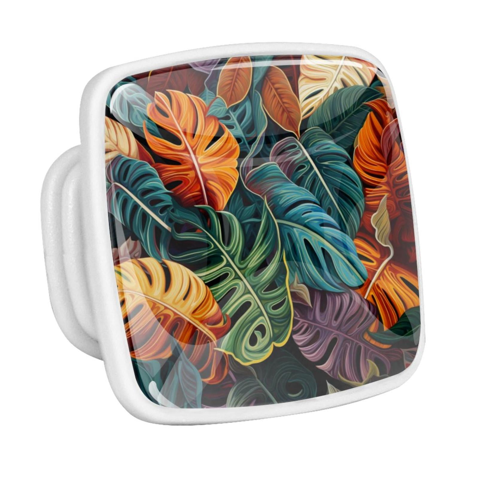 Tropical Plant Fluorescent Drawer Pulls with Screws Square 4-Pack Glow ...