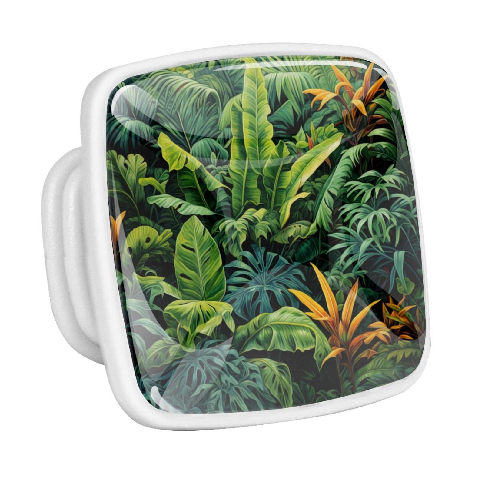 Tropical Plant Fluorescent Drawer Pulls with Screws Square 4-Pack Glow ...