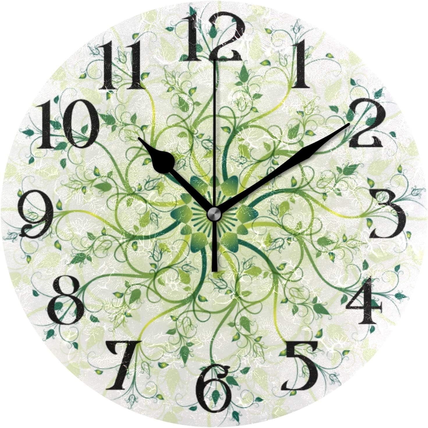 Tropical Plant Green Palm Leaves Pink Flamingo Wall Clock 12 inch Non ...