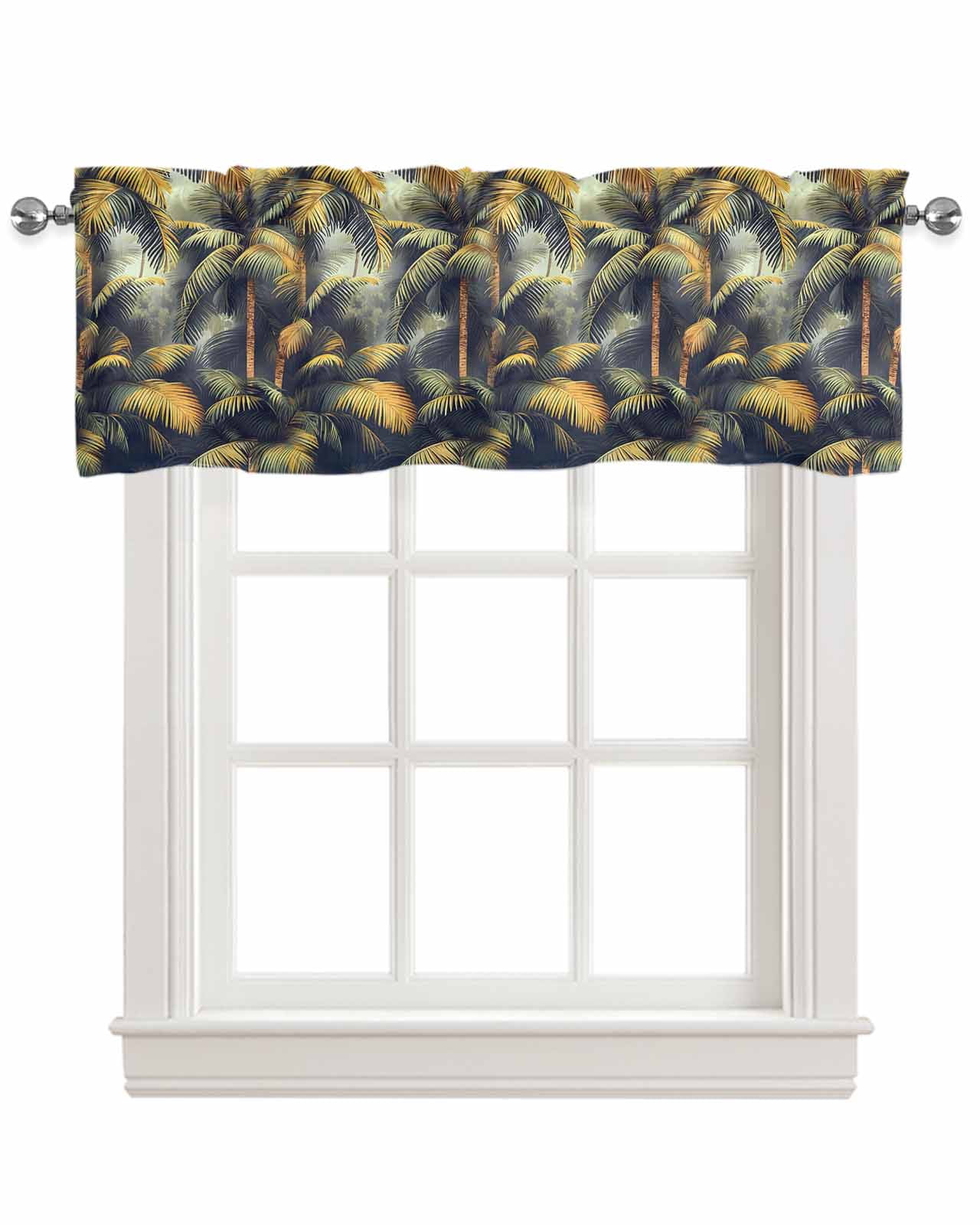 Tropical Plant Kitchen Valances for Windows Farmhouse Linen Window ...