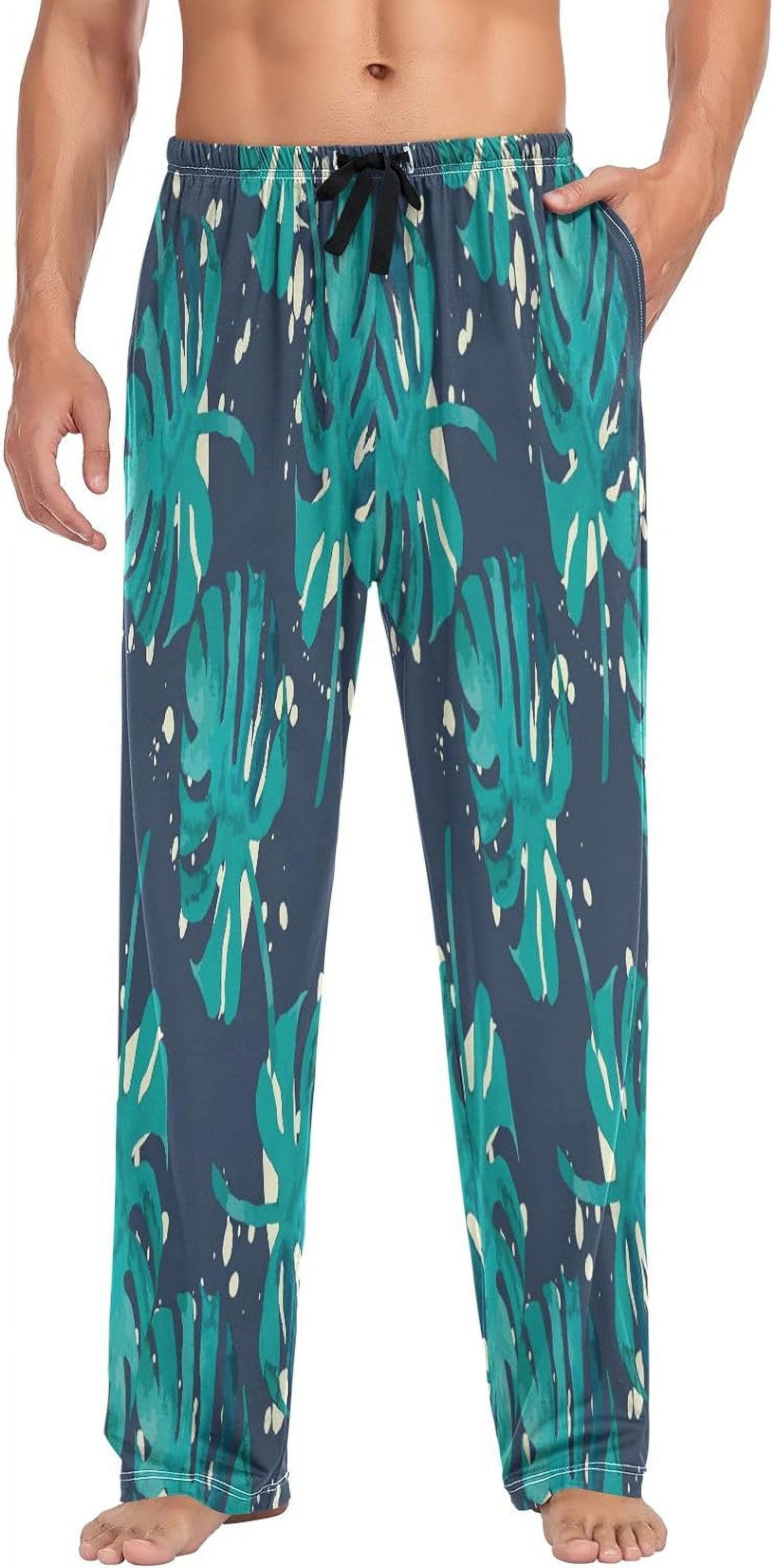 Tropical Plant Leaf Monstera Men's Pajama Pants Lightweight Sleepwear ...