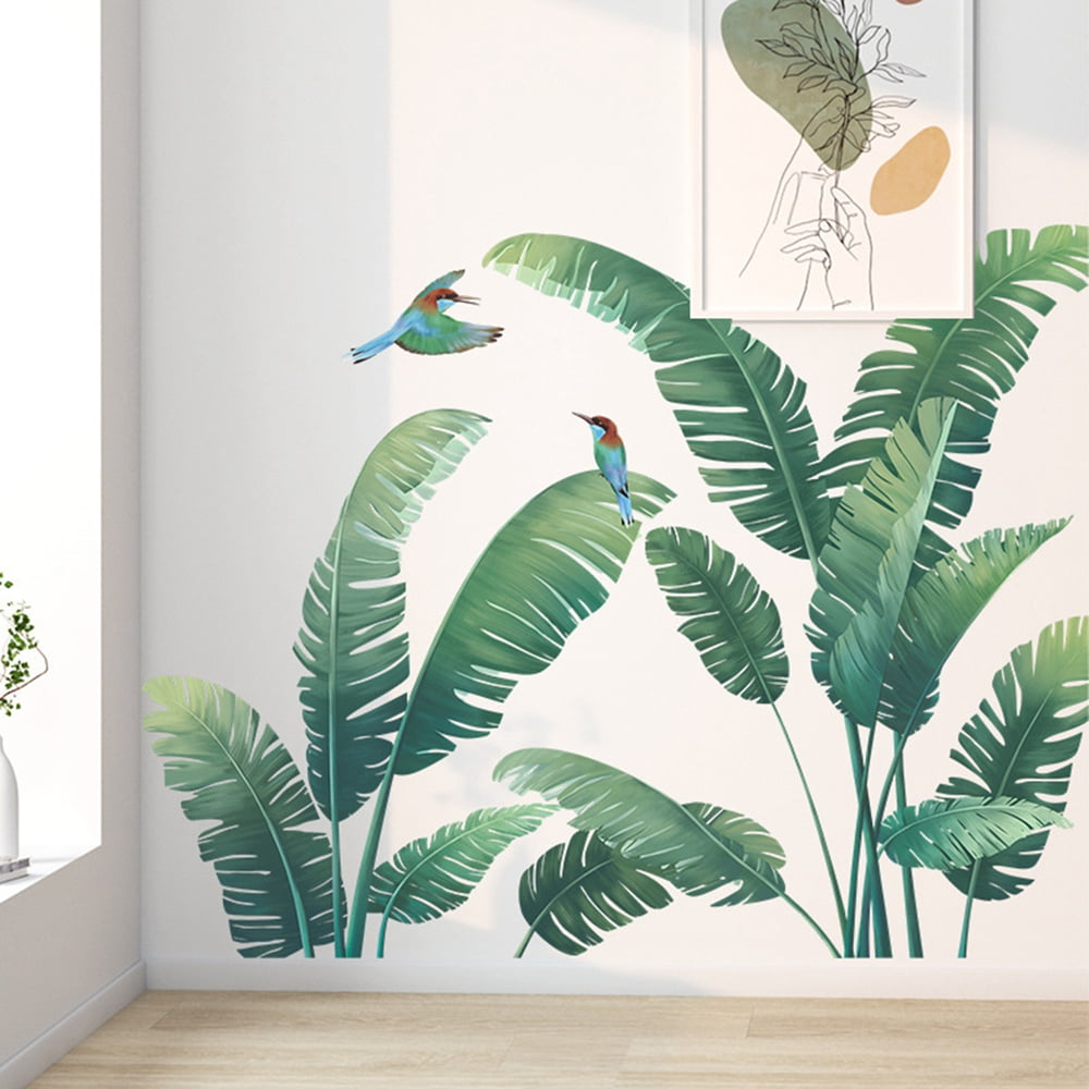 Tropical Plant Leaves Wall Sticker Home Decoration Murals Children's ...