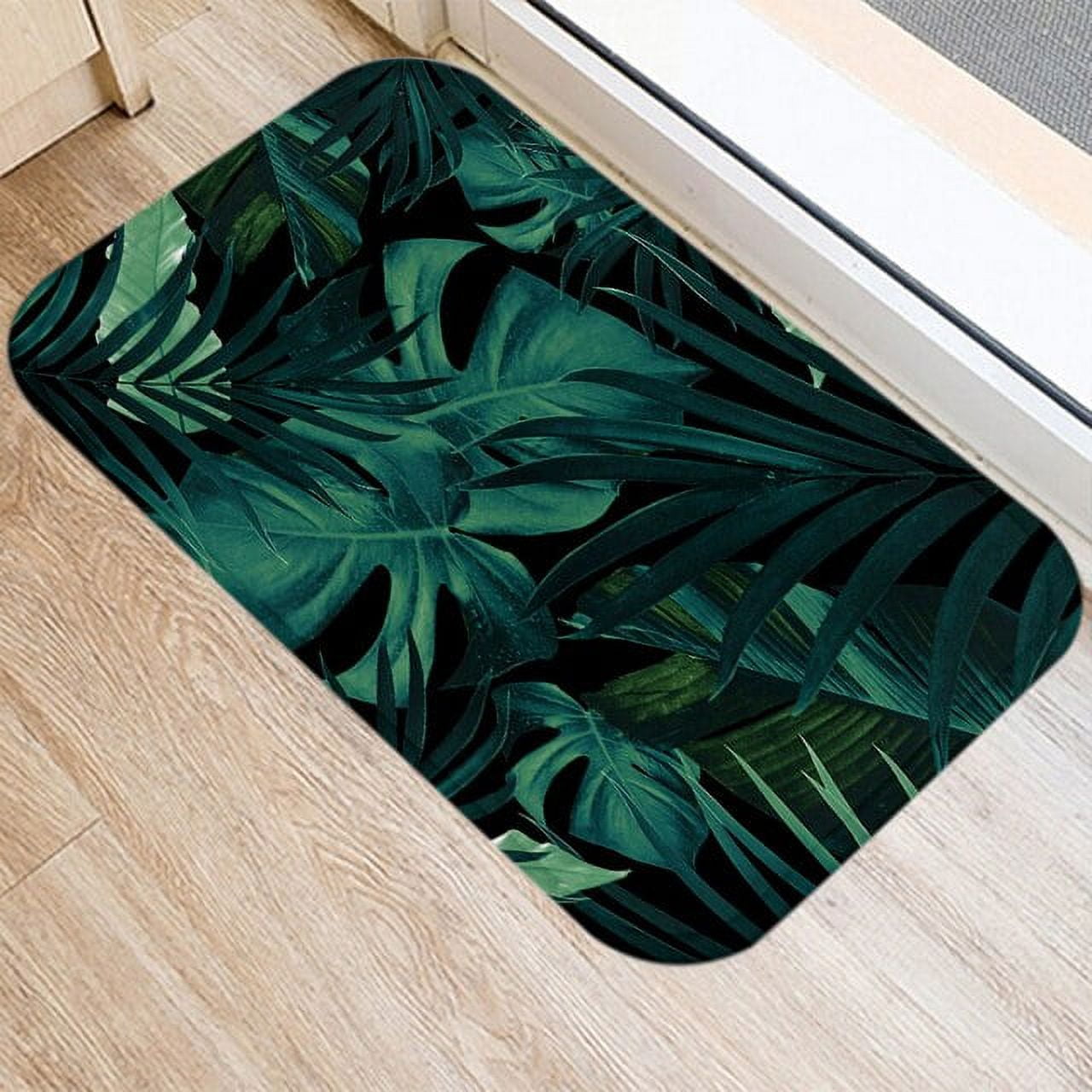 Tropical Plant Palm Leaf a Print Pattern Floor Mat Kitchen Bathroom ...
