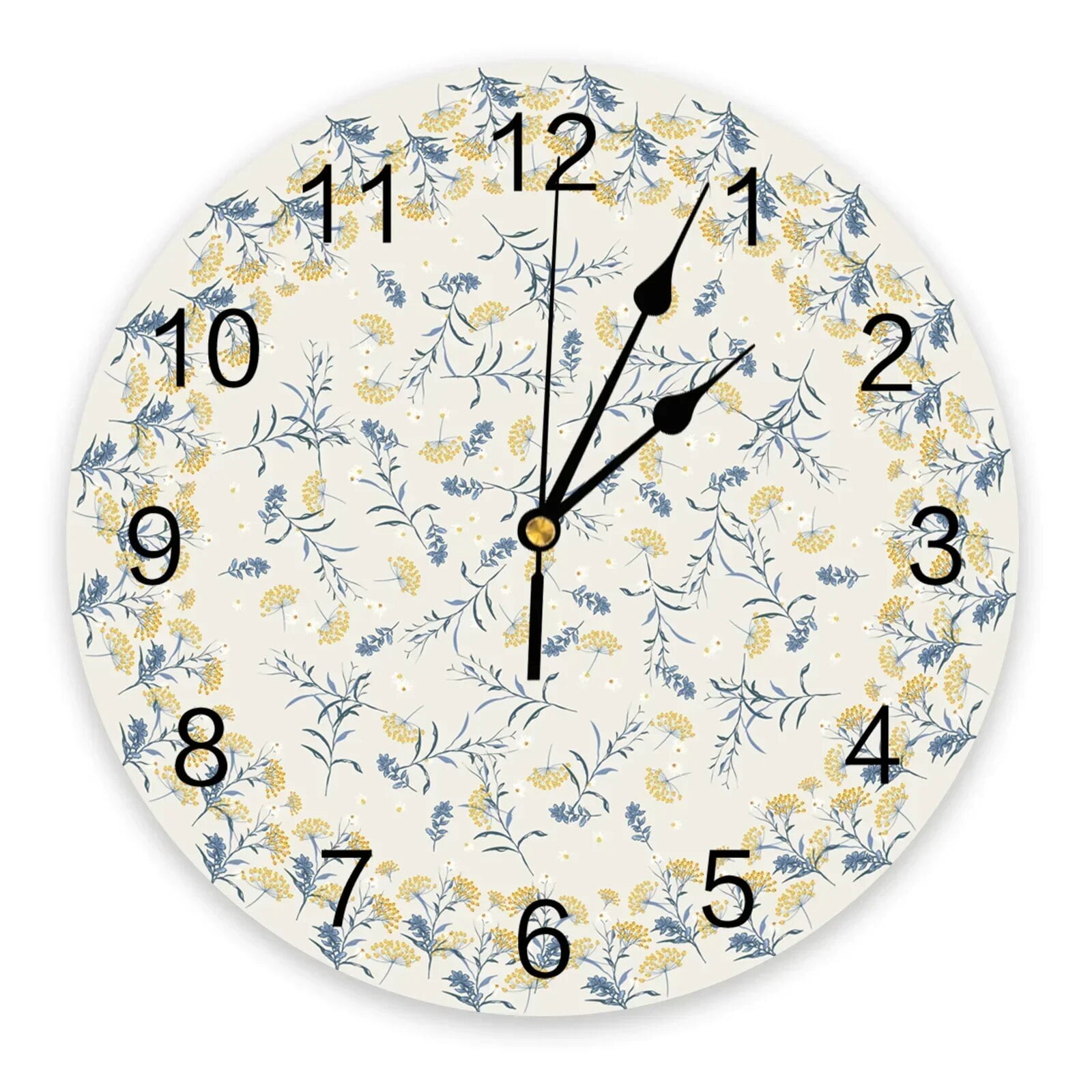 Tropical Plant Palm Leaves Yellow Wall Clock Modern Design Living Room ...