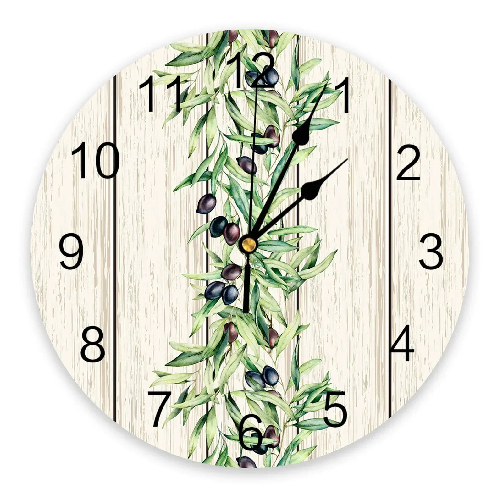 Tropical Plant Palm Leaves Yellow Wall Clock Modern Design Living Room ...