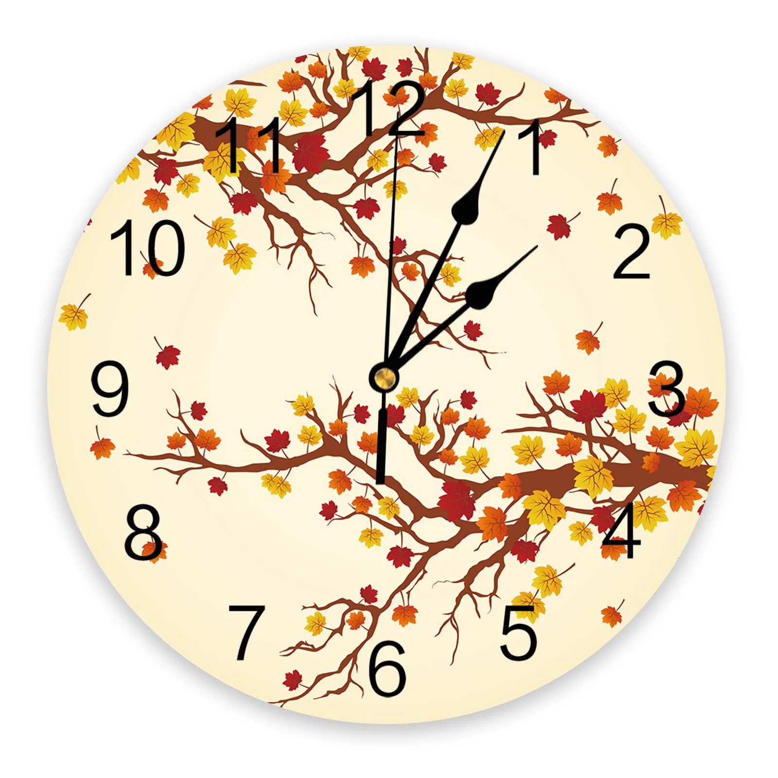 Tropical Plant Palm Leaves Yellow Wall Clock Modern Design Living Room ...