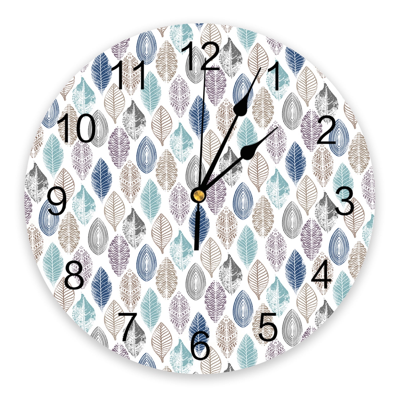 Tropical Plant Palm Leaves Yellow Wall Clock Modern Design Living Room ...