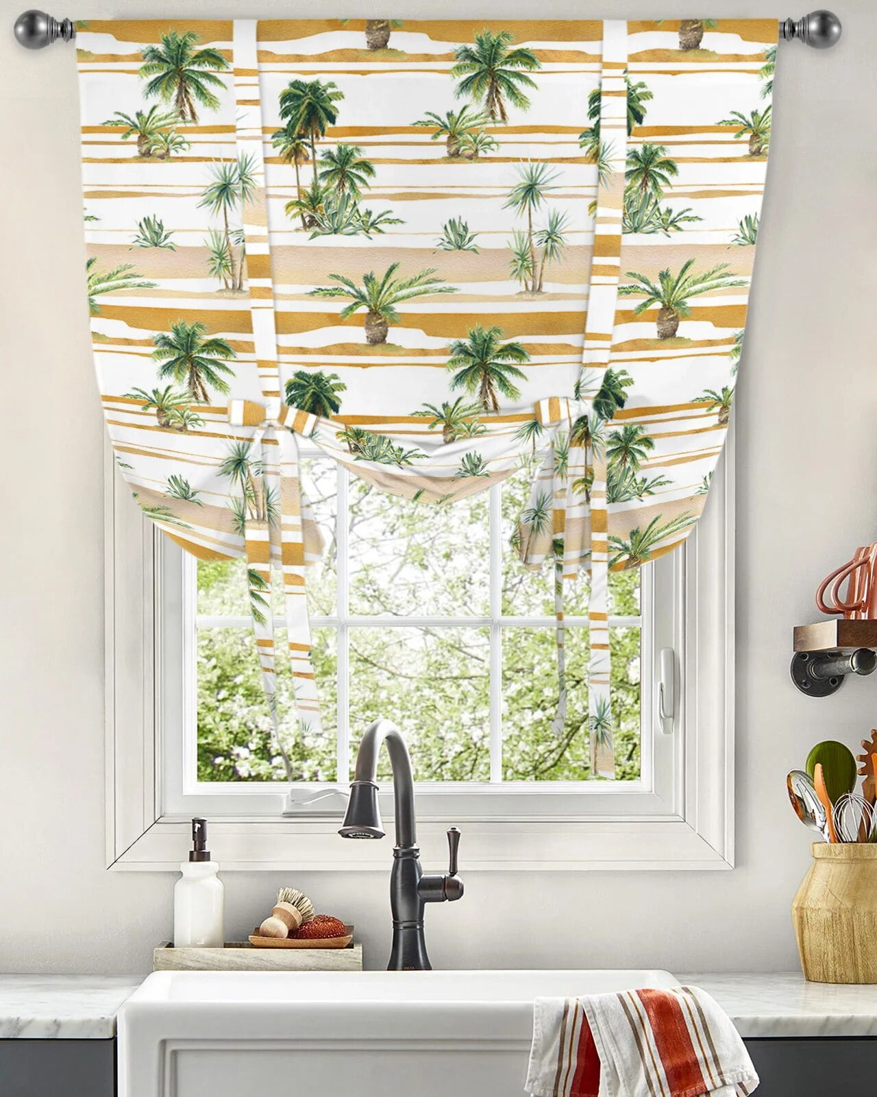 Tropical Plant Palm Trees In Summer Window Curtain for Living Room ...