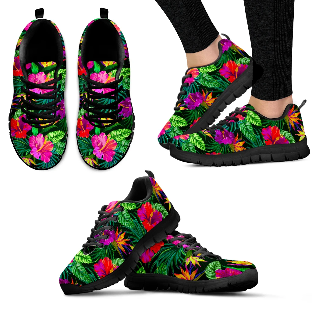 Tropical Plant Red Hibiscus Fashion Women's Shoes Casual Sneakers ...
