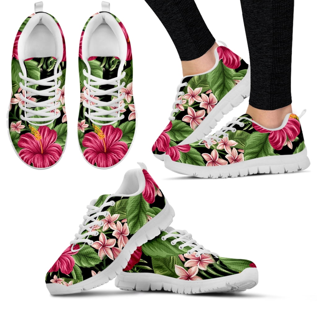 Tropical Plant Red Hibiscus Fashion Women's Shoes Casual Sneakers ...