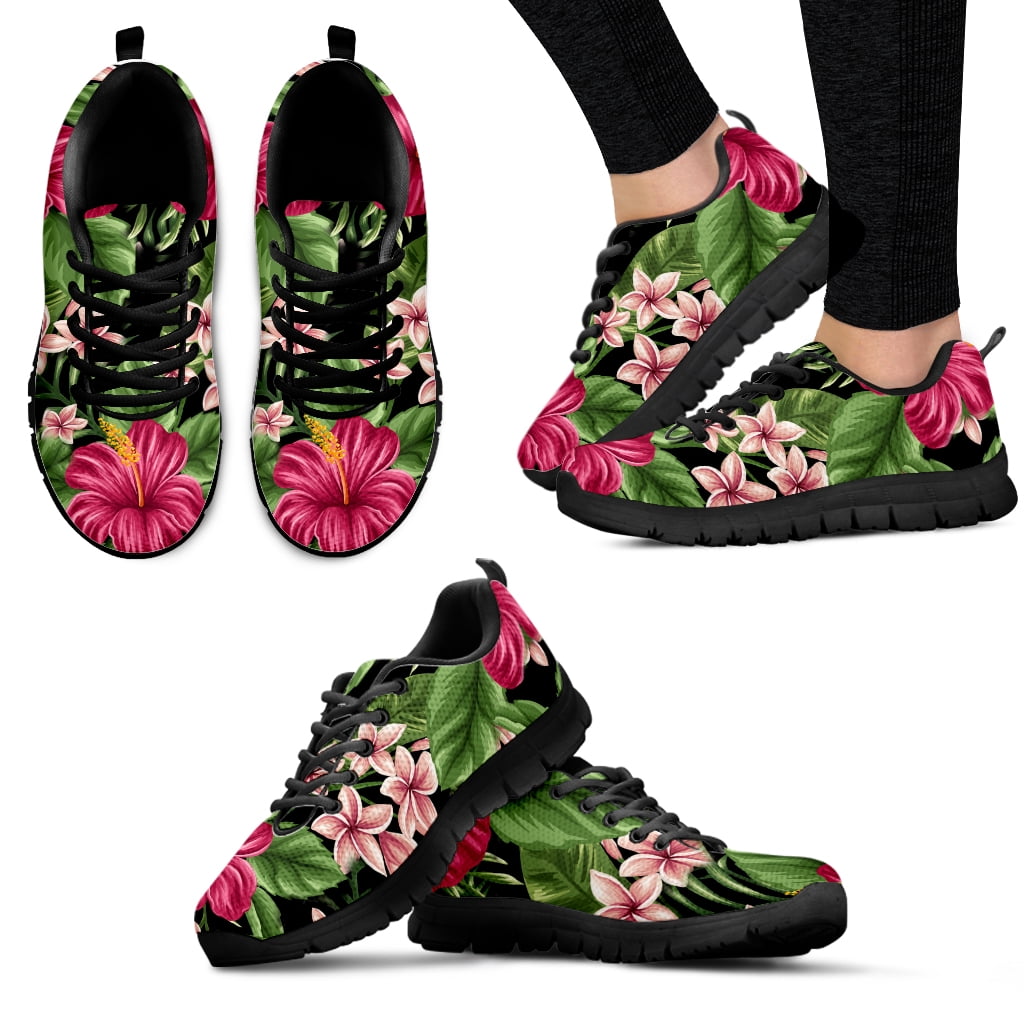 Tropical Plant Red Hibiscus Fashion Women's Shoes Casual Sneakers ...