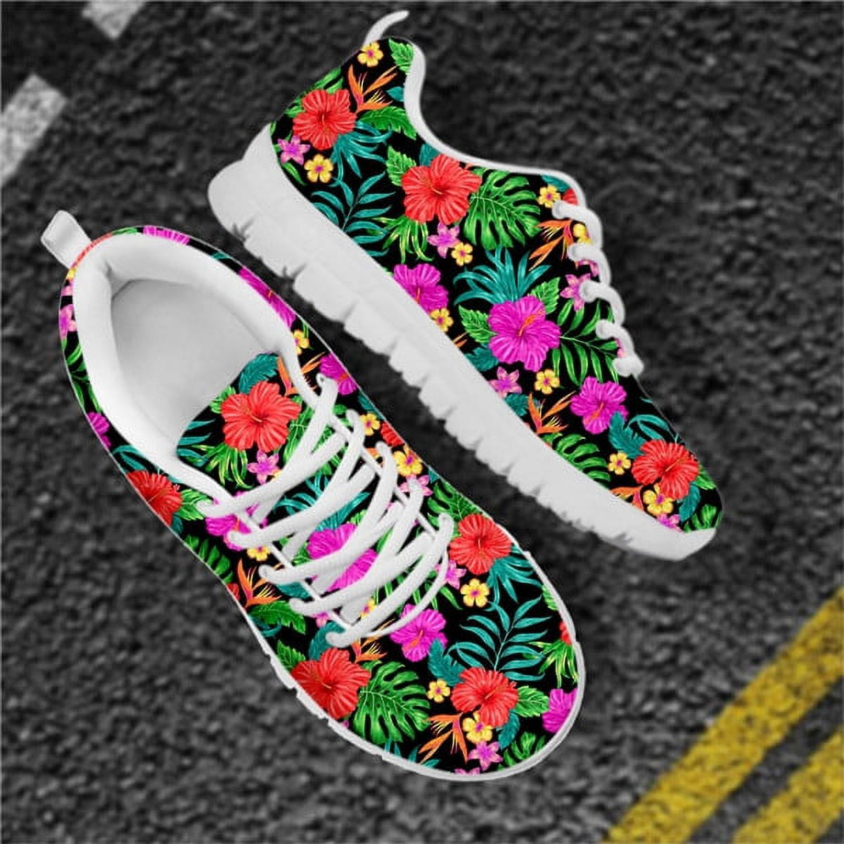 Tropical Plant Red Hibiscus Print Luxury Designer Women's Shoes Casual ...