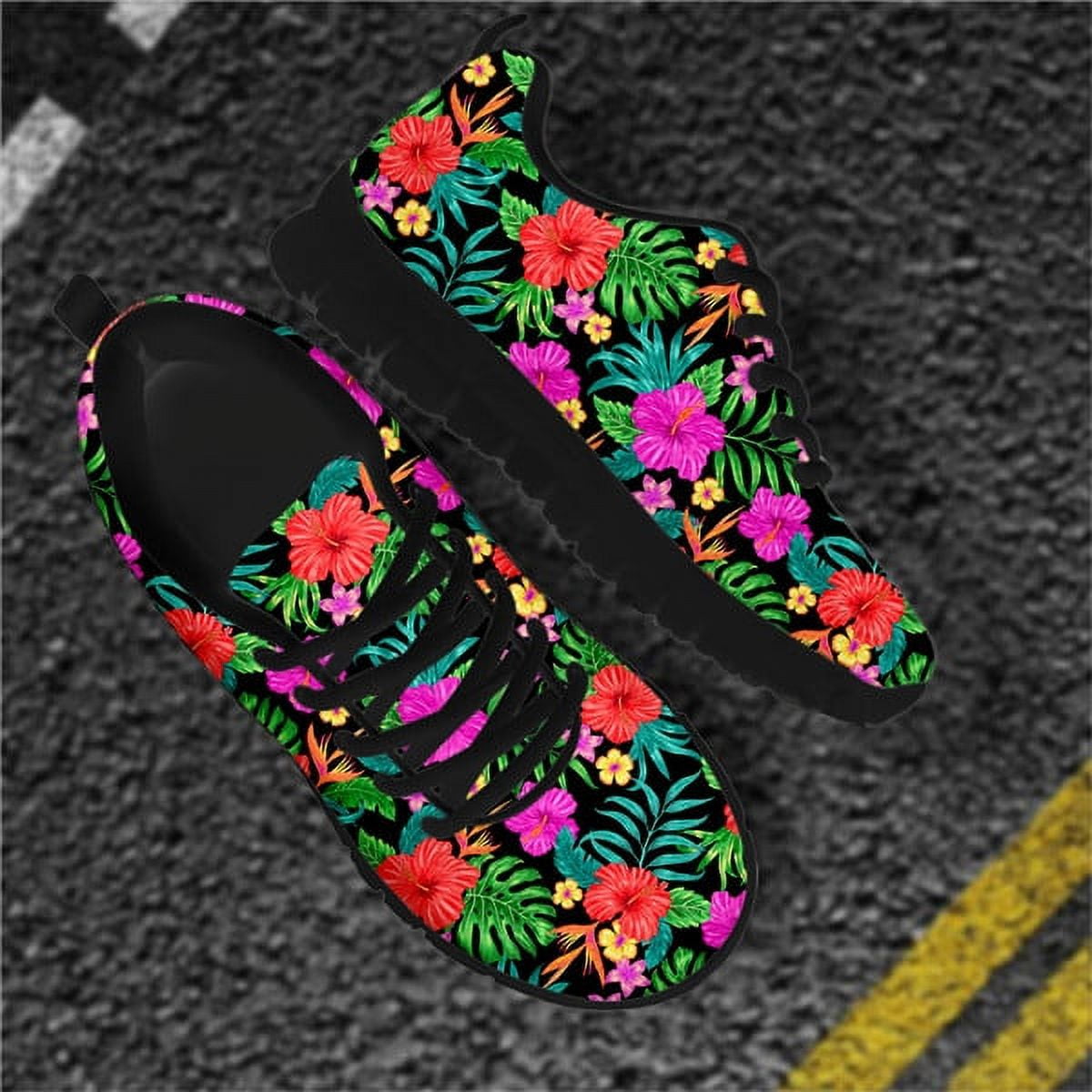 Tropical Plant Red Hibiscus Print Luxury Designer Women's Shoes Casual ...