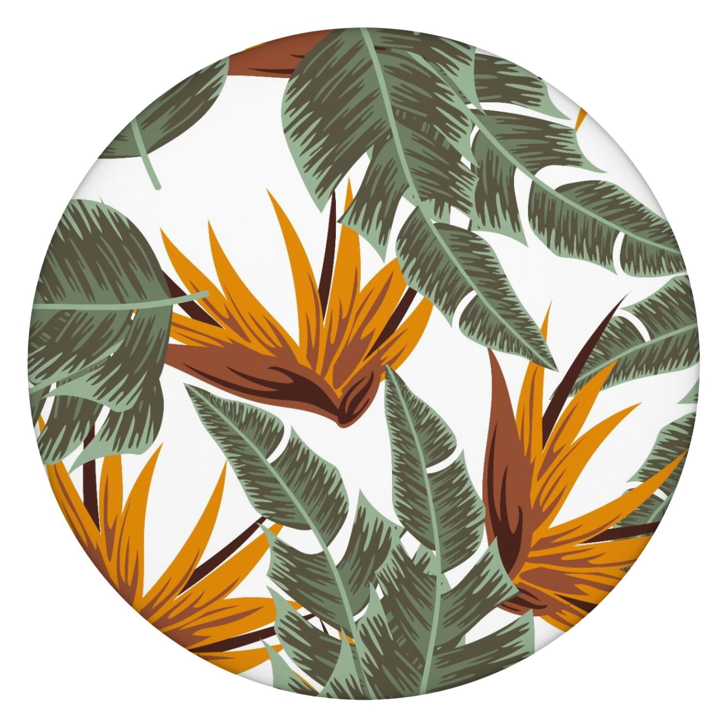 Tropical Plant Round Fitted Table Cover Jungle Leaves Design Windproof ...