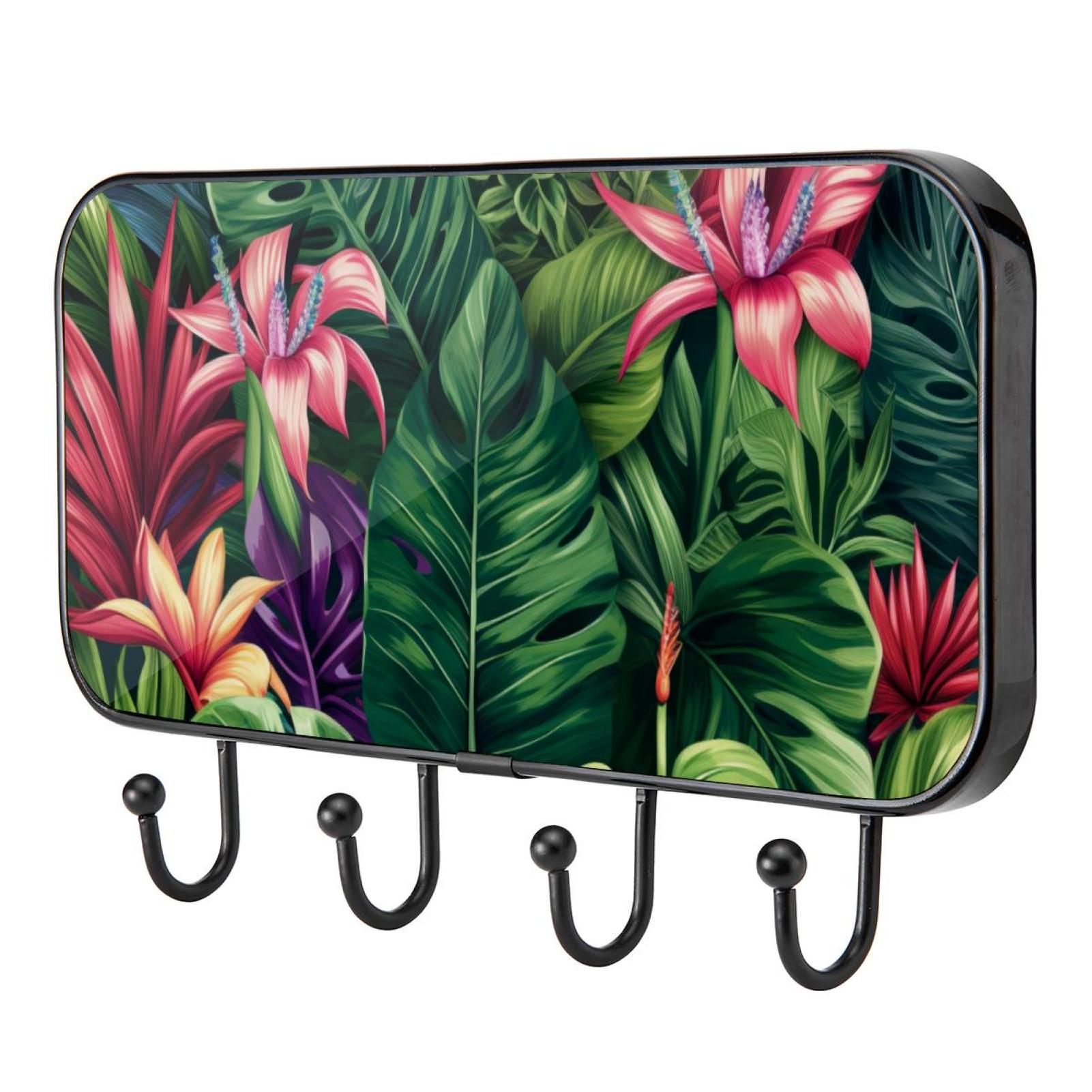Tropical Plant Self Adhesive Towel Coat Wood Iron Hooks for Home Keys ...
