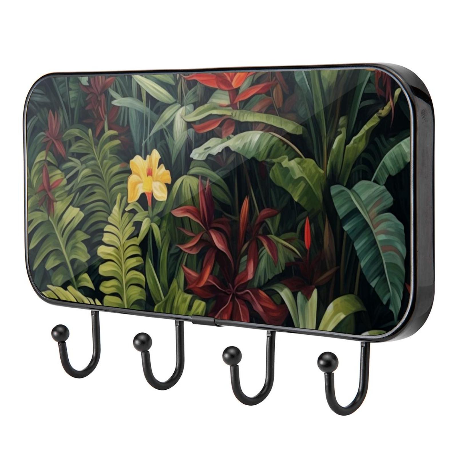 Tropical Plant Self Adhesive Towel Coat Wood Iron Hooks for Home Keys ...
