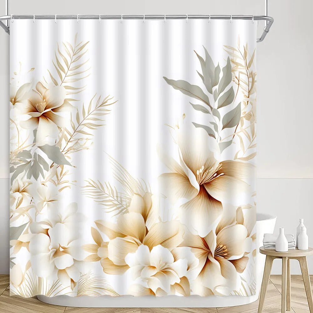 Tropical Plant Shower Curtain Spring Watercolor Green Palm Leaf Flower