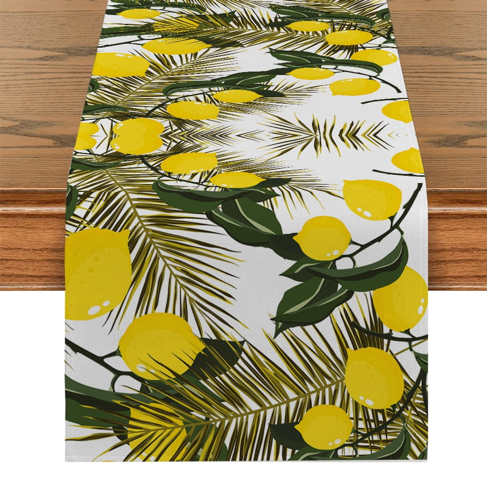 Tropical Plant Turtle Table Runners Kitchen Table r Farmhouse Washable ...