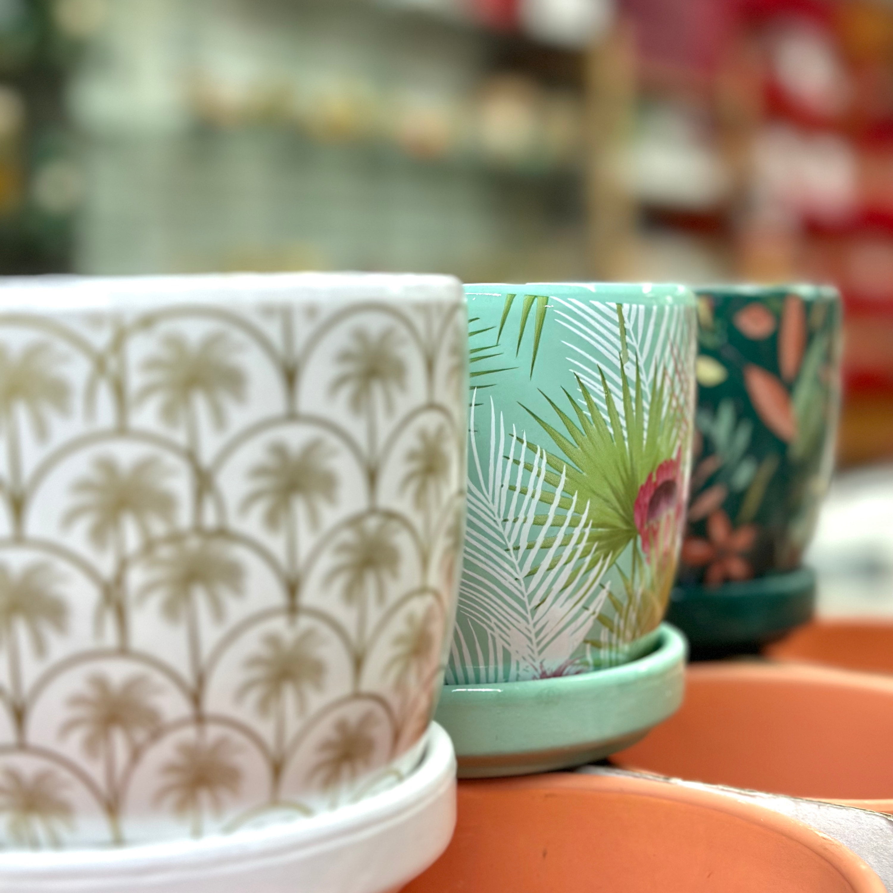 Tropical Planter Pots with Drainage Set | Glazed Planters and Pots ...