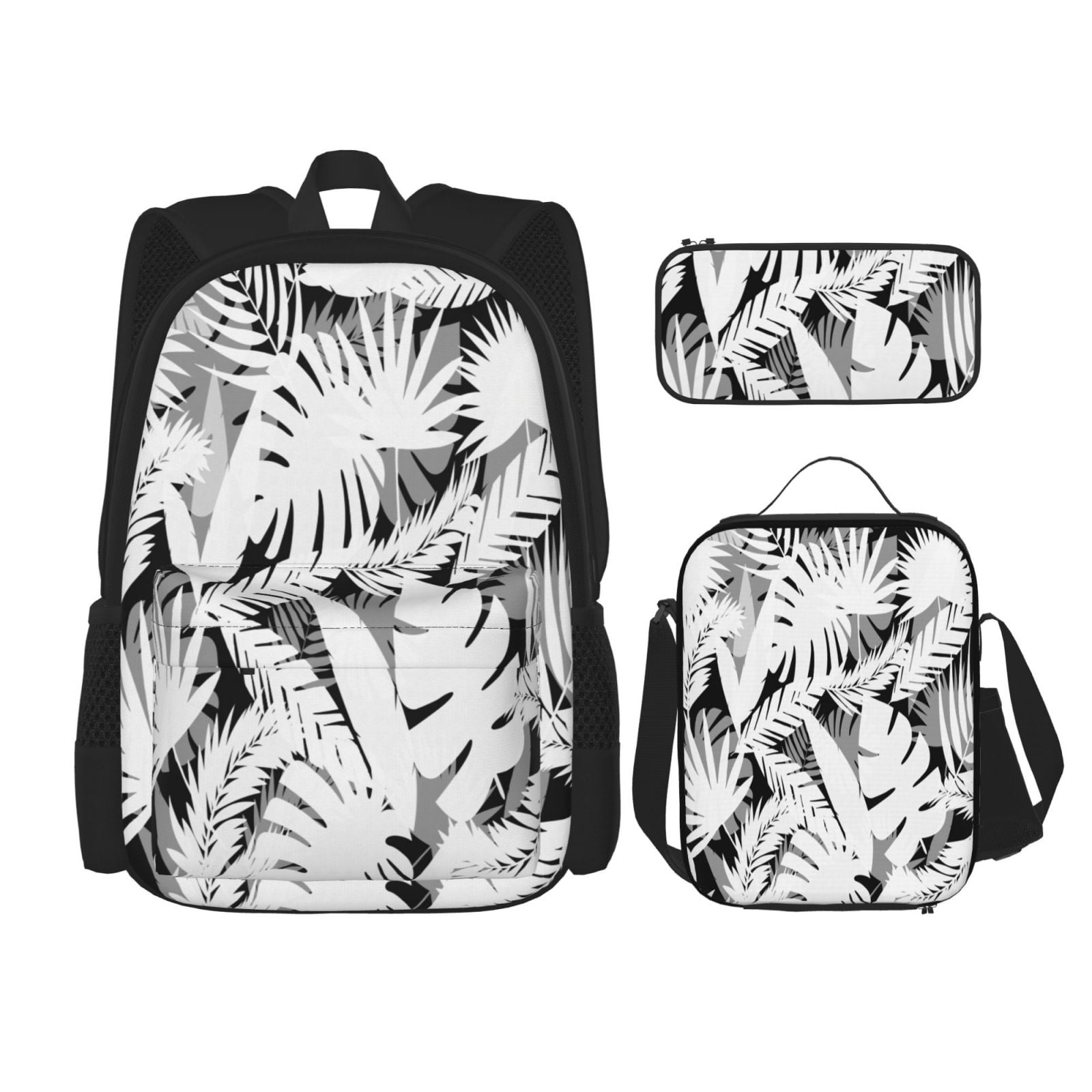 Tropical Plants 3-Piece Backpack Set – School bag + case + lunch bag ...