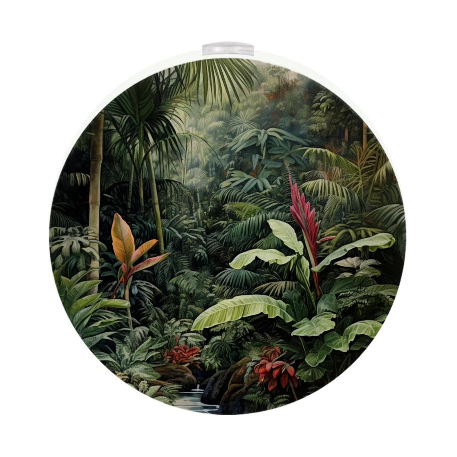 Tropical Plants Circular Night Light - 2-Pack Wall Light for Rooms, LED ...