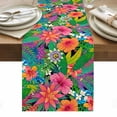 Tropical Plants Cotton Linen Table Runner Red Yellow Floral Flower Fern ...