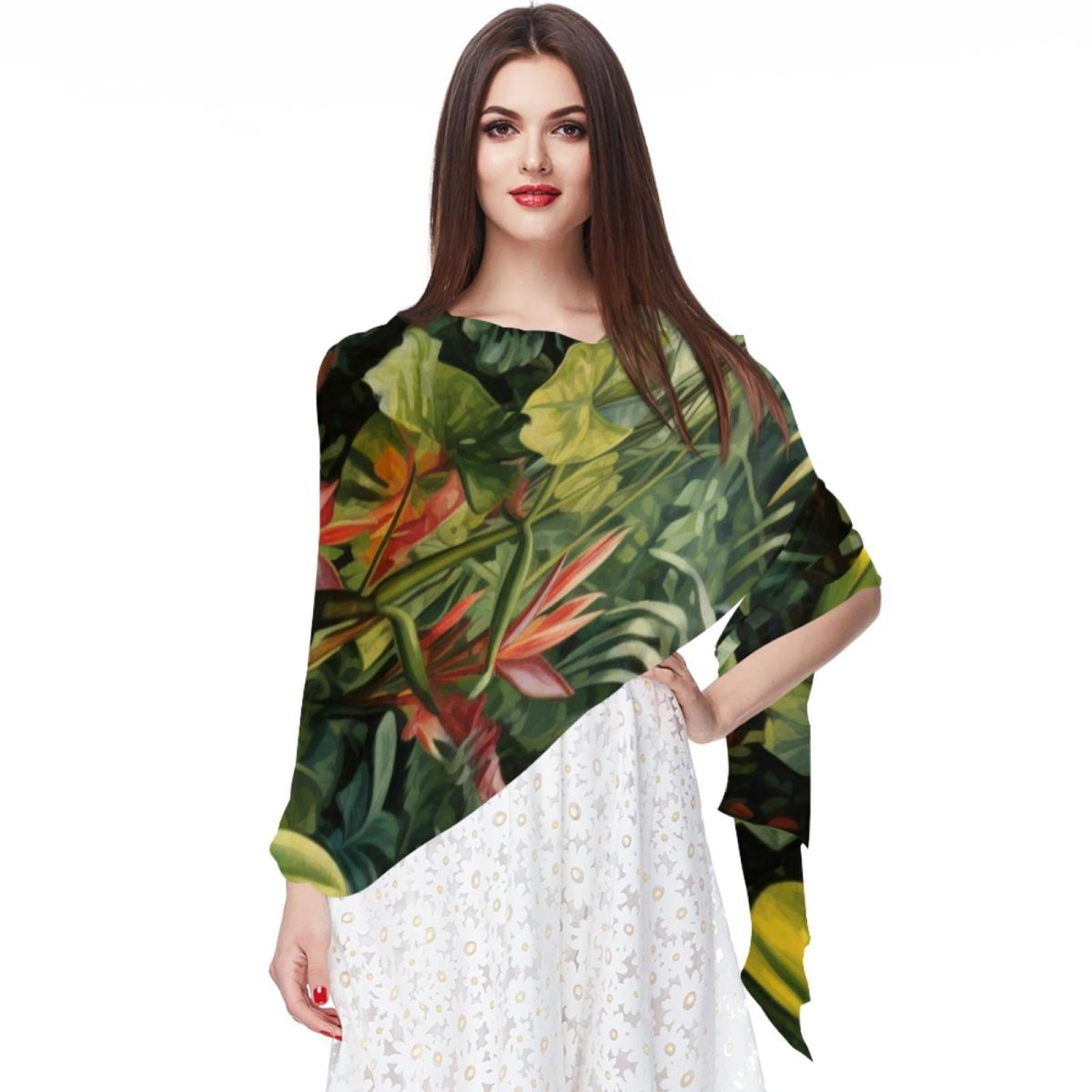 Tropical Plants Elegant Chiffon Silk Scarf - Lightweight Translucent ...