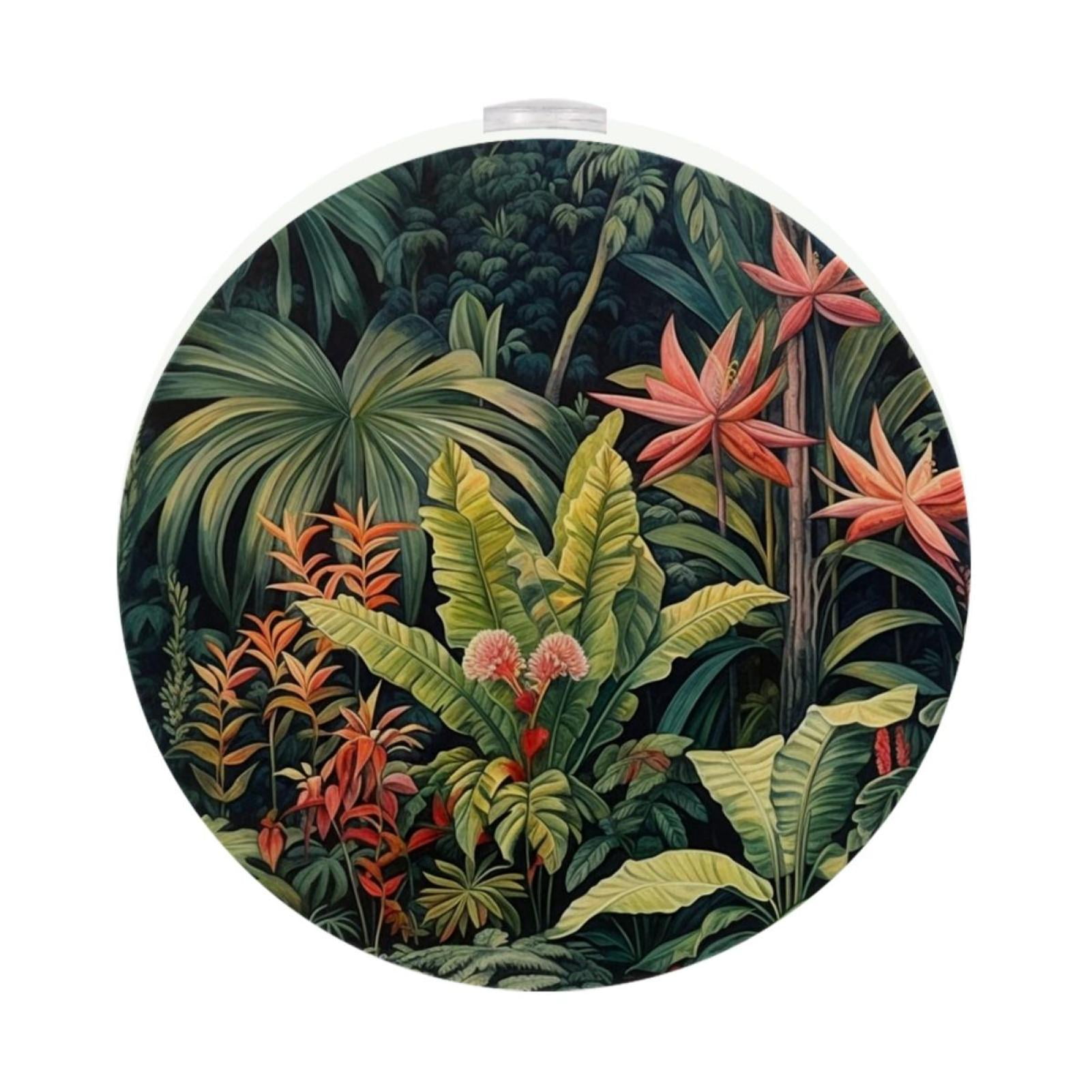 Tropical Plants Elegant Circular Night Lights - Set of 2, LED Induction ...